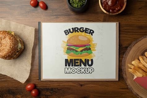 패스트 푸드와 햄버거 레스토랑 메뉴 모형 무료 Psd 파일