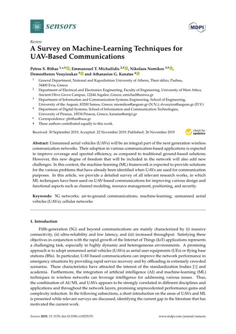 Pdf A Survey On Machine Learning Techniques For Uav Based Communications