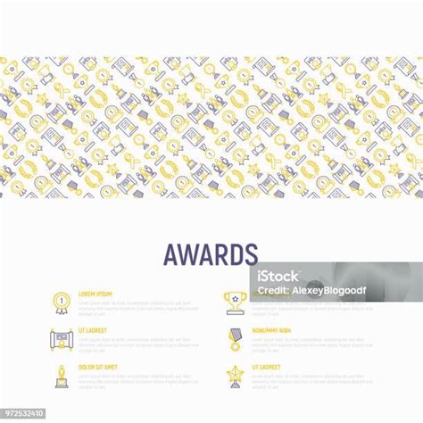 얇은 선 아이콘 수상 개념 트로피 메달 컵 스타 조상 리본 현대 벡터 그림의 경쟁에 대 한 경품입니다 서식 파일 인쇄 매체 배너 1위에 대한 스톡 벡터 아트 및 기타 이미지