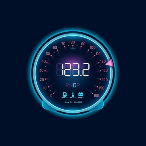 Premium Vector Car Speedometer Neon Dial Speed Gauge Dashboard Or Counter Interface Vector