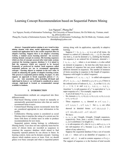 Pdf Learning Concept Recommendation Based On Sequential Pattern Mining