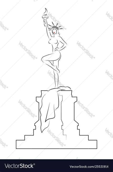 Caricature Sexy Woman As Statue Liberty Royalty Free Vector