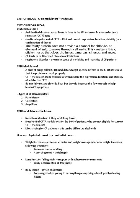 Ccm Cystic Fibrosis Cftr Modulators The Future Cystic Fibrosis