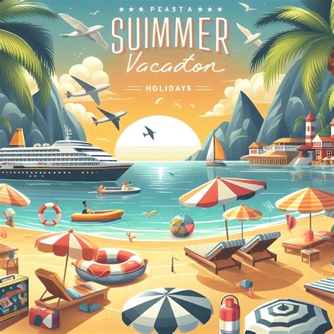 Premium Photo A Poster For Summer Vacation With A Cruise Ship In The