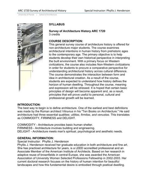 History Of Architecture Syllabus