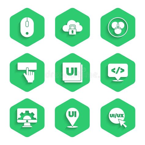 Set UI Or UX Design Front End Development Web And Icon Silver Square
