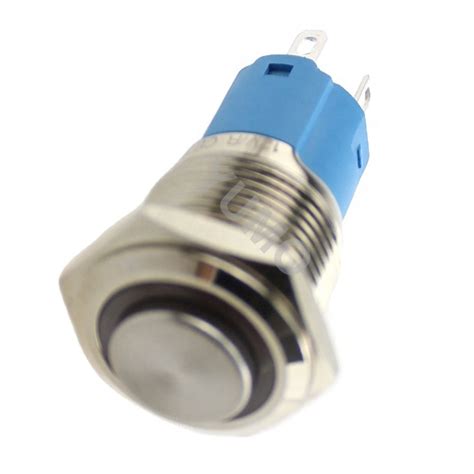 16mm High Flat Stainless Steel Momentary Metal Push Button Switch With Lamp China Metal Push