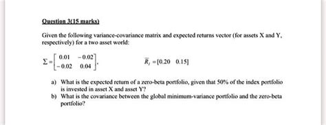 Get Answer Question 315 Marks Given The Following Variance