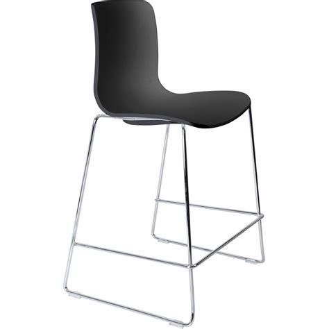 Dal Acti Bar Stool Sled Base Low 630mm Chrome Frame Black Polyprop