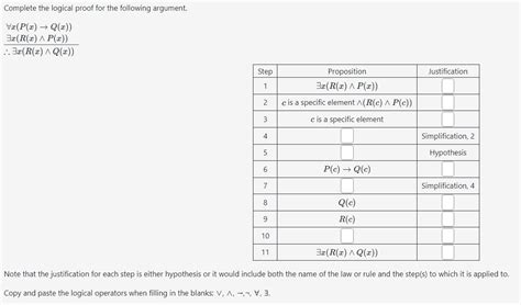 solved complete the logical proof for the following