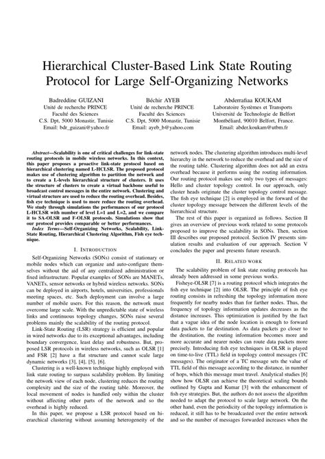 Pdf Hierarchical Cluster Based Link State Routing Protocol For Large