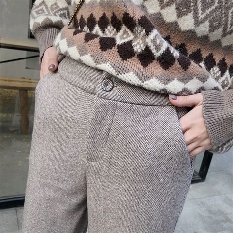 Осенне зимние корейские модные женские шерстяные шаровары с высокой талией высококачественные