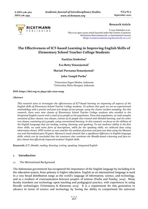 The Effectiveness Of Ict Based Learning E Issn 2281 Issn 2281