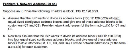 solved problem 1 network address 20 pt suppose an isp