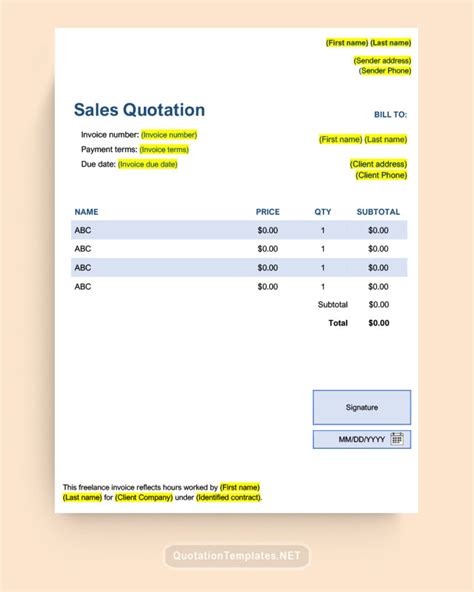 Free Quote Templates In Google Docs Edit I Download