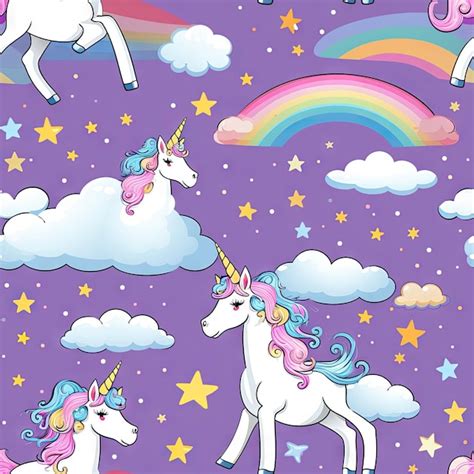 Premium Photo Seamless Pattern Of Unicorn Cartoon