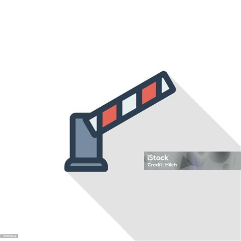 보안 게이트 중지 자동차 장벽 얇은 라인 플랫 아이콘 선형 벡터 기호 다채로운 긴 그림자 디자인입니다 0명에 대한 스톡 벡터 아트 및 기타 이미지 Istock