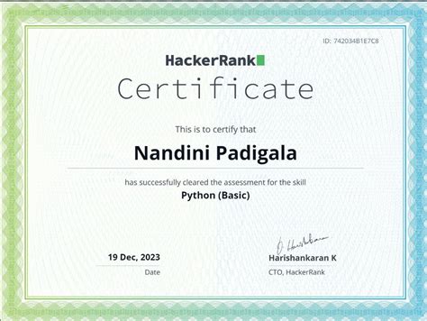 nandini padigala on linkedin python hackerrank certification
