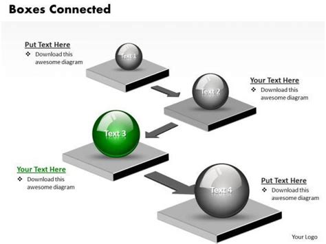 Ppt D Boxes Connected With Curved Arrows PowerPoint Linear Process Templates