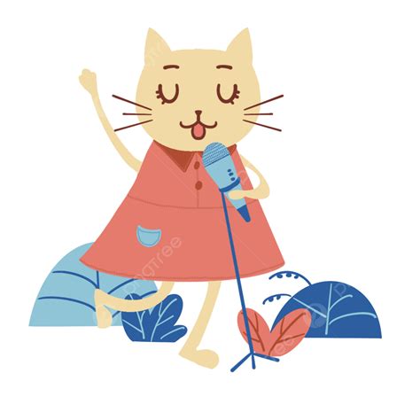 귀여운 노래 고양이 일러스트 음악가 이모티콘 아름다운 고양이 치마를 착용하고 고양이 Png 일러스트 및 Psd 이미지 무료 다운로드 Pngtree