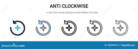 Anti Clockwise Icon In Filled Thin Line Outline And Stroke Style