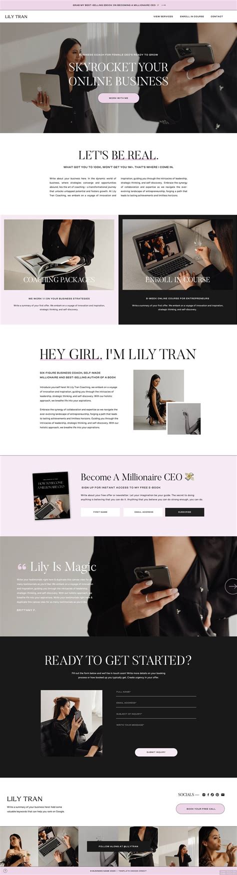 Lily One Page Showit Website Template Cwd