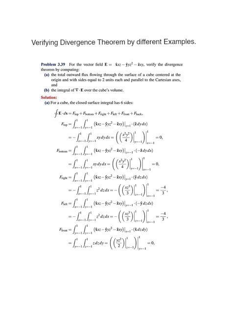Solution Verifying Divergence Theorem Studypool