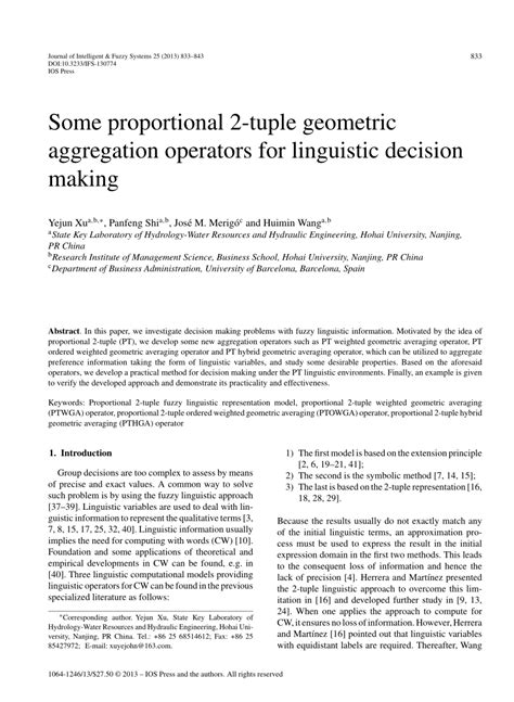 Pdf Some Proportional 2 Tuple Geometric Aggregation Operators For Linguistic Decision Making