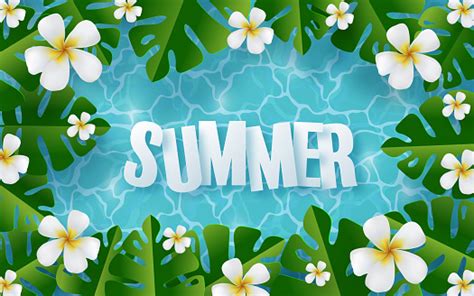 여름 휴가 벡터 디자인 해변 다채로운 열대 꽃 헬리코니아 로스트라타 과일 바다 자연 여름 음료 바다 아래 산호 플라밍고 태양 모래 칵테일 배경에 종이 컷 스타일 개념에 대한