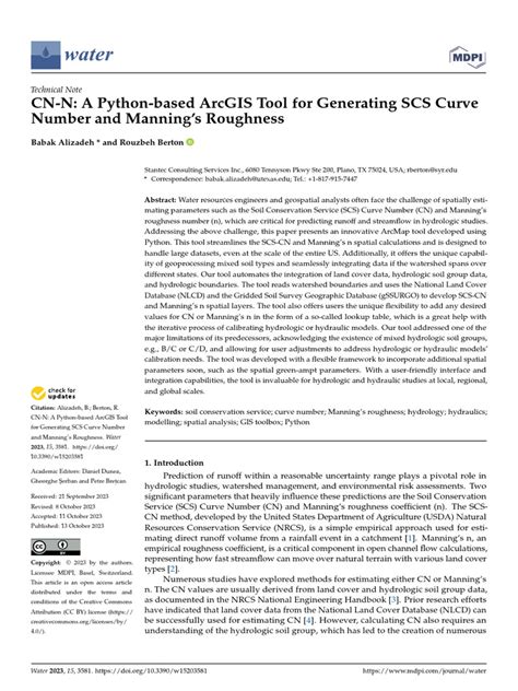 Alizadeh Berton 2023 Cn N A Python Based Arcgis Tool For Generating Scs Curve Number And