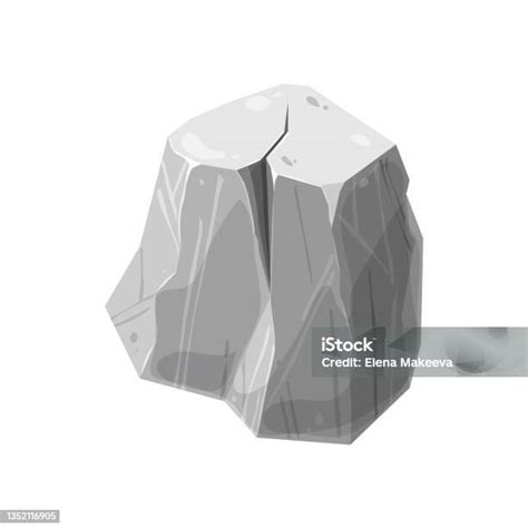 흰색 배경에 고립 된 회색 화강암 돌 바위 또는 바위 만화 평면 일러스트 Ui 게임 디자인에 적합합니다 자연 산 동굴의 요소