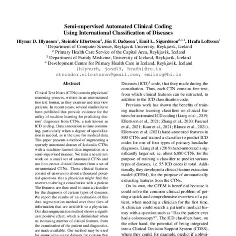 semi supervised automated clinical coding using international