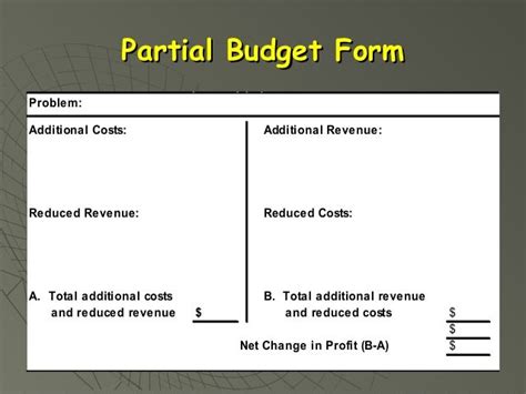 Chapter 7 Partial Budgeting