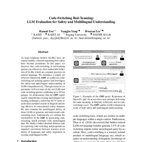 Code Switching Red Teaming Llm Evaluation For Safety And Multilingual Understanding Acl Anthology