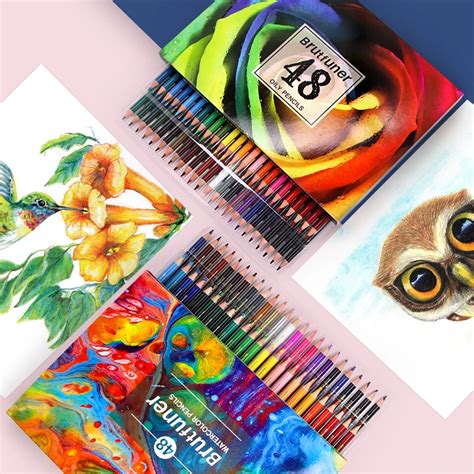 Brutfuner 48 색 전문 수채화 물감 연필 세트 오일 색상 연필 그리기 색칠 학교 미술 용품에 대한 설정 Aliexpress
