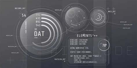 Hud Interface Elements With Part Of The Code C Plus Plus Stock Vector