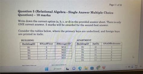 solved question 5 relational algebra single answer