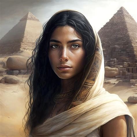 Premium Ai Image Woman In The Foreground With The Pyramids In The
