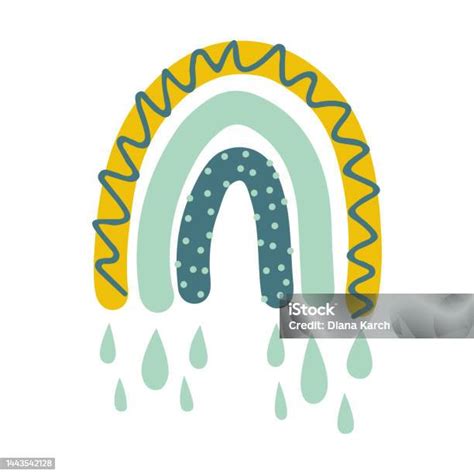 귀여운 벡터 무지개입니다 생일 초대장 또는 베이비 샤워 포스터 의류 보육 벽 예술 및 엽서를 위한 아기 디자인 0명에 대한 스톡 벡터 아트 및 기타 이미지 Istock