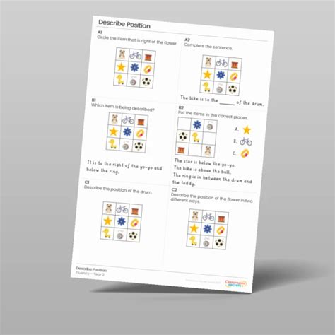 Year 2 Describe Position Fluency Matrix Resource Classroom Secrets