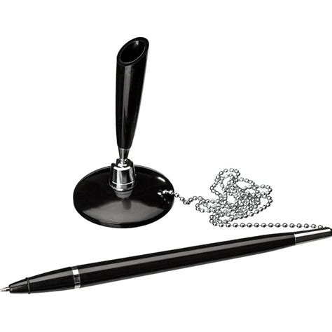 Ручка шариковая на липучке KP1005 в держателе с цепочкой цв.черный ...