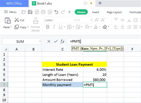 How To Calculate Monthly Payments In Excel Using Formulas Wps Office