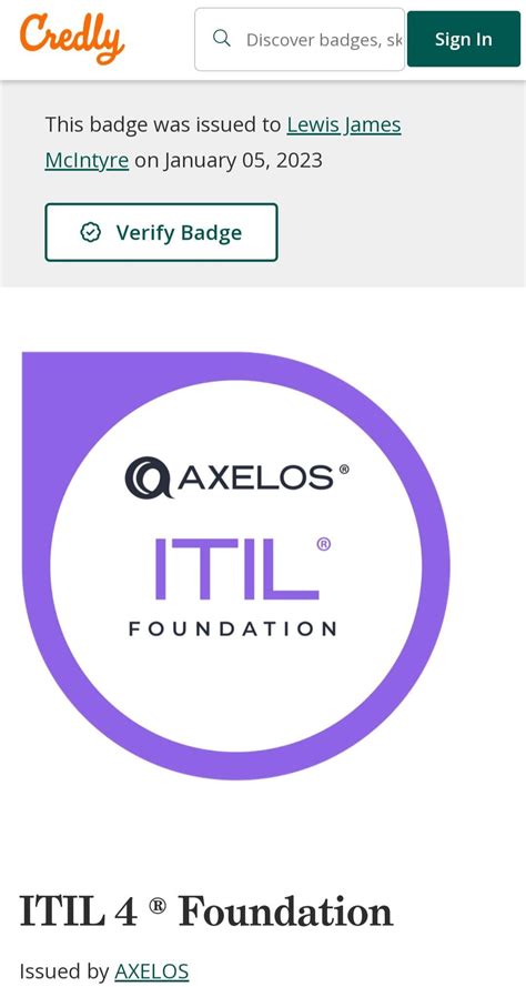 Tip Screenshot Your Itil Digital Badge On Credly Before It Expires And Just Add It As An Image