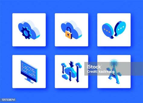 클라우드 기술 아이소메트릭 아이콘 세트 및 3차원 디자인 상징에 대한 스톡 벡터 아트 및 기타 이미지 상징 아이콘 3차원 형태 Istock
