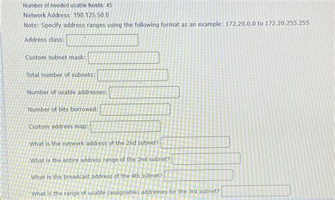 Solved Number Of Needed Usable Hosts Network Address Chegg