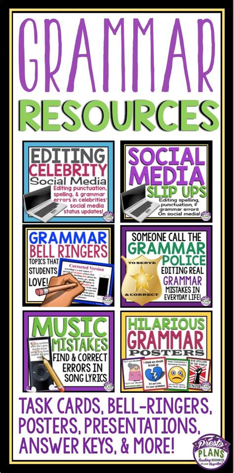 Grammar Activity Bundle Activities Assignments Slides Posters