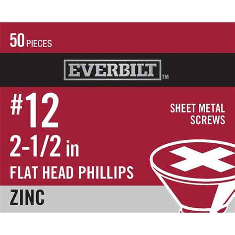 Everbilt 12 X 2 12 In Phillips Flat Head Zinc Plated Standard Sheet