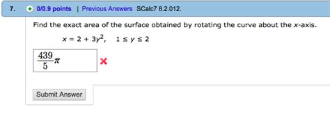 solved find the exact area of the surface obtained by rot