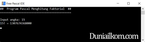 Latihan Kode Program Pascal Cara Menghitung Faktorial