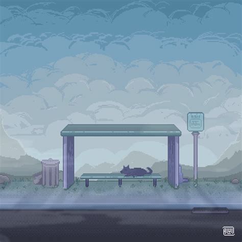 Ethereal Bus Stop Pixel Art And Music Made By Me Rpixelart